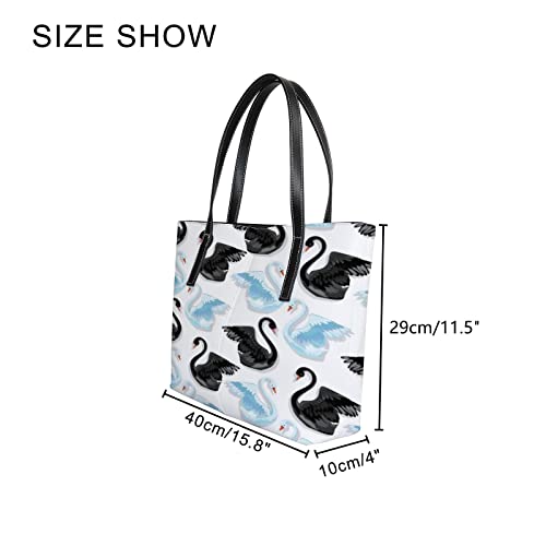 Fashionable women's handbag tote bag, Swan Pattern 1printed shoulder bag is light and durable