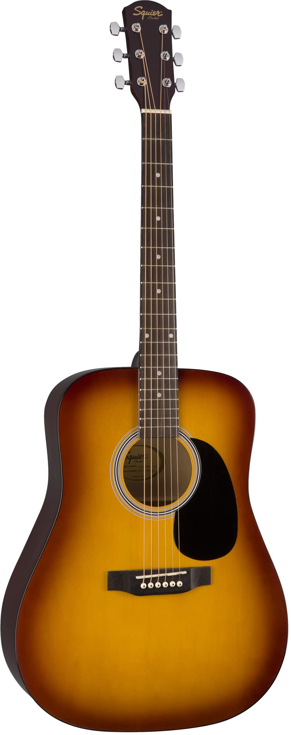 Fender Squier Dreadnought Acoustic Guitar - Sunburst Bundle with Gig Bag, Tuner, Strap, Strings, Winder, Picks, Lessons, and Austin Bazaar Instructional DVD