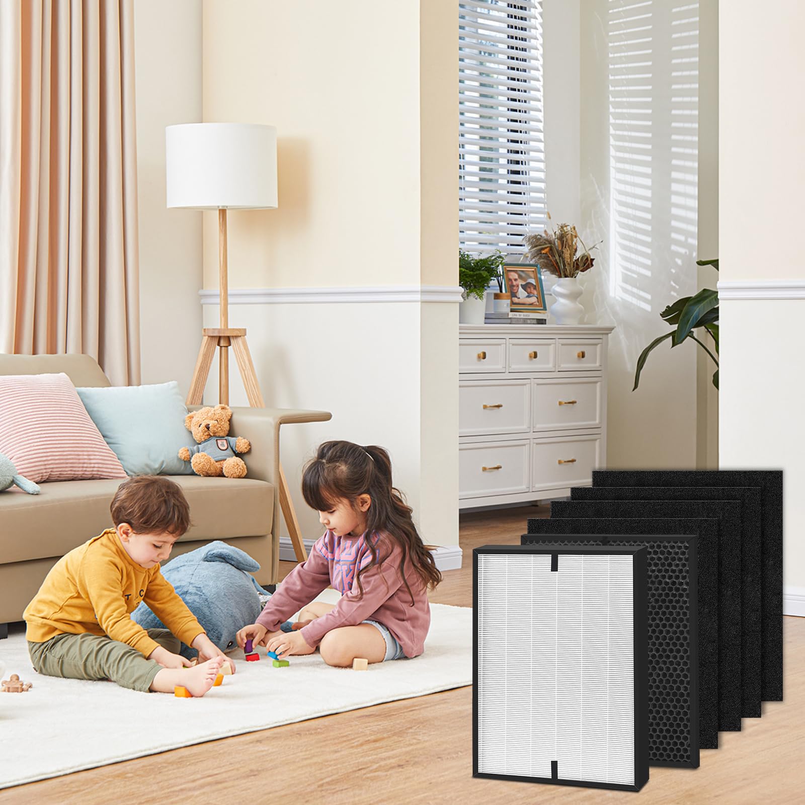 Myareds 1+1+4Pack 3000 Replacement Filters,1 Filter+1Activated Carbn and 4 Pre-Filters, Compatible with 3000 Replacement Filters。