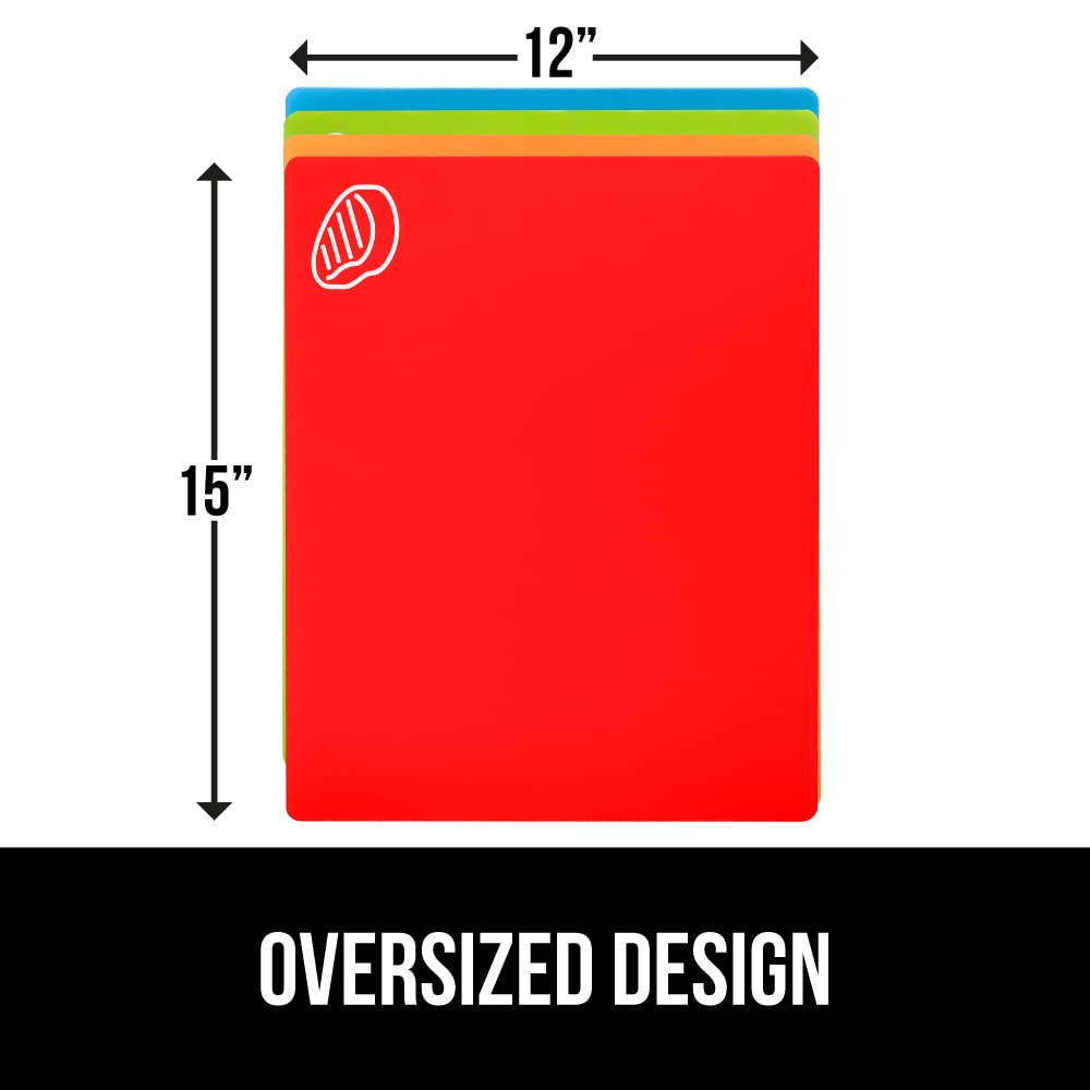 Gorilla Grip Silicone Oven Mitts and Flexible Cutting Boards 4 Pack, Oven Mitts are 12.5 Inch in Blue Color, Flexible Cutting Boards are Multicolor, 2 Item Bundle