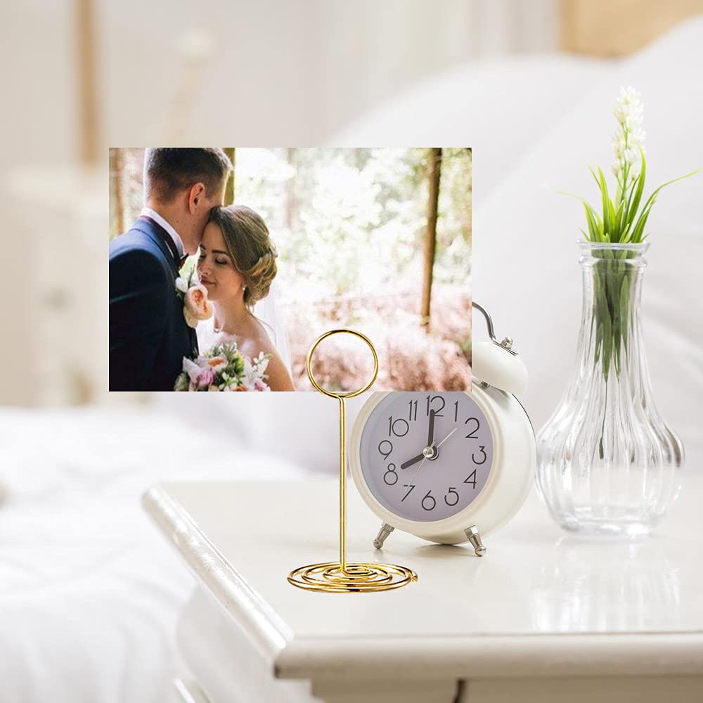 Toncoo 24 Pack Premium Table Number Holders and 24 Pcs Place Cards with Gold Foil Border, Place Card Holder, Table Sign Stand, Photo Picture Holders Wedding Table Name Card Holder(Gold)