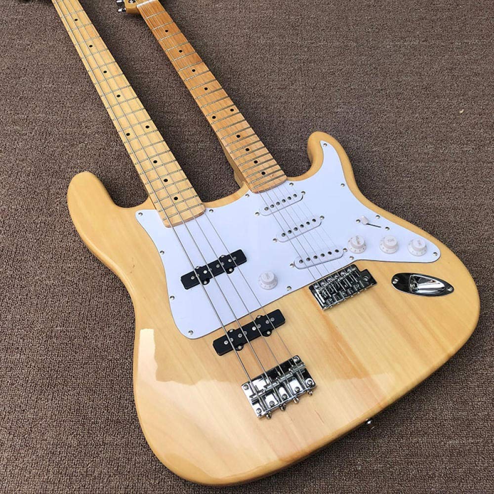 guitar Double Head Electric Guitar 6 String Guitar + 4 String Bass Acoustic Steel String Guitars GaYouny (Color : Guitar, Size : 41 inches)