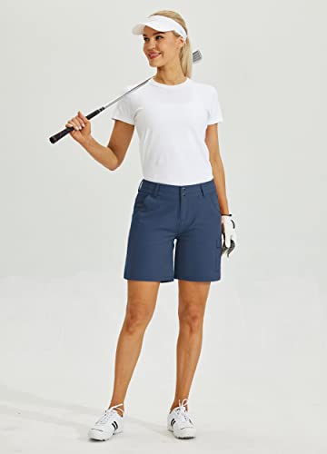 Willit Women's Golf Hiking Shorts Cargo Quick Dry Athletic Shorts Casual Summer Shorts with Pockets 7" Navy Blue 6