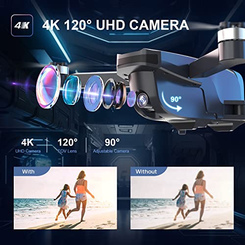 TENSSENX Foldable GPS Drone with 4K UHD Camera for Adults, TSRC Q5 Quadcopter with Brushless Motor, Auto Return, Follow Me, Circle Fly, Waypoint Fly, Beginner Mode, Headless Mode, 52 Mins Long Flight