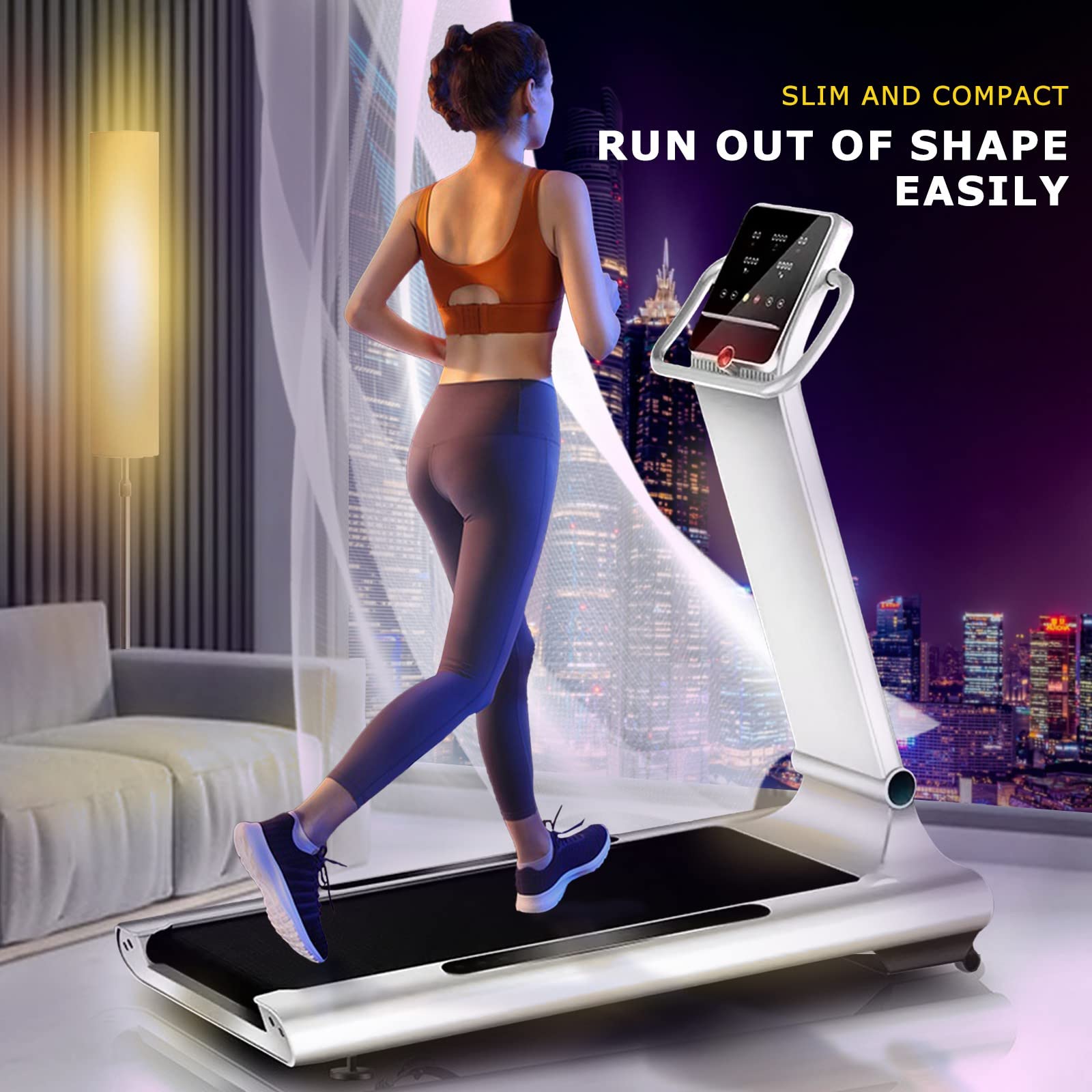 Folding Electric Treadmill 2.5HP LCD display Motorized Running Treadmill with Speakers Bluetooth, Load-bearing 500lbs