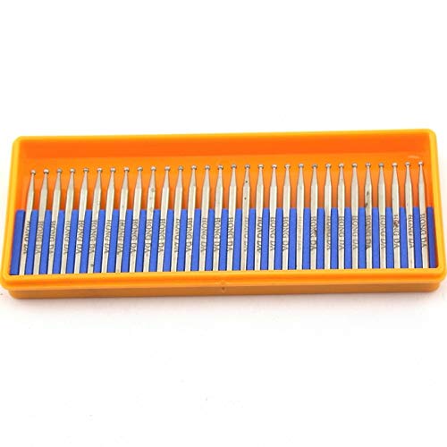 JINGLING Diamond Ball Burrs 2mm Round Grinding Bits Stone Shank 2.35 Pack of 30Pcs