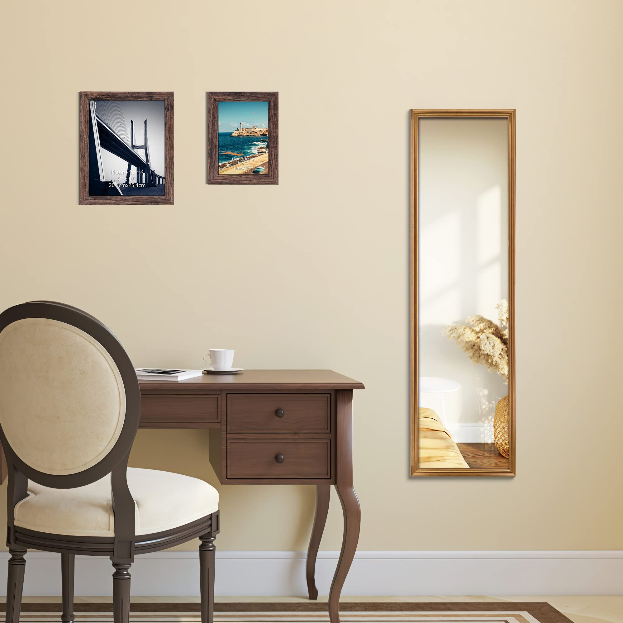 Edenseelake 2 Packs 14x48 Inch Full Length Wall Mirrors Over Door Mirror for Bedroom, Living Room, Black