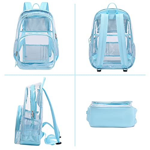 MIRLEWAIY Lightweight durable See Through Book Bag Stadium Approved Schoolbag Heavy Duty Mesh school Backpack with Inner Compartment, Pink