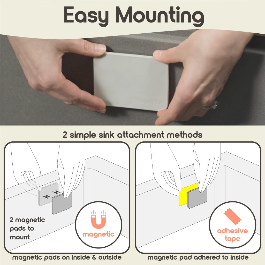 Magniche Magnetic Sponge Holder System -3-in-1 Kitchen Cleaning Combo- Magnetic Sponge Holder for Kitchen Sink, 4 Dual-Sided Dish Sponges & Scrubber, 1-Year Supply Sponges, Long-Lasting Dish Sponge