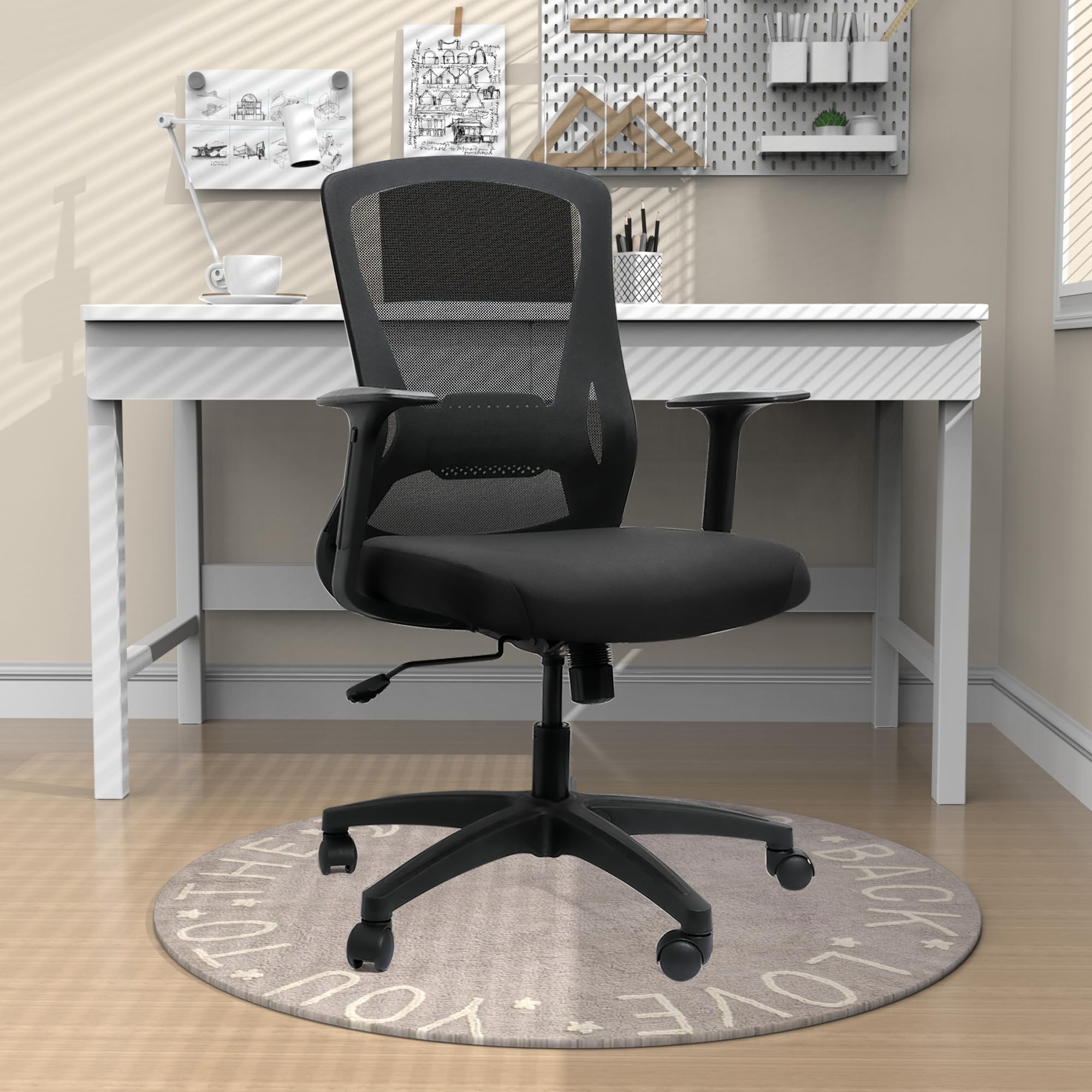 Modern Ergonomic Swivel Computer Office Desk Chair with Adjustable Height Lumbar Support for Home Study
