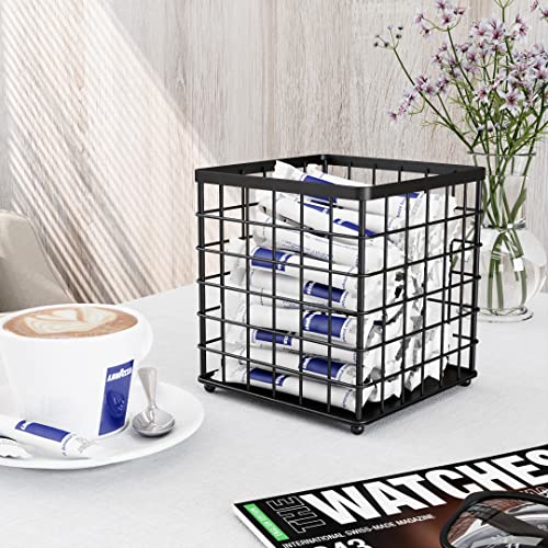 HORIAMIT Coffee Pod Holder Coffee Organizer, K Cup Holder for Counter K pod Container, Creamer Holder, Coffee Bar Accessories Basket Black K Pods Storage