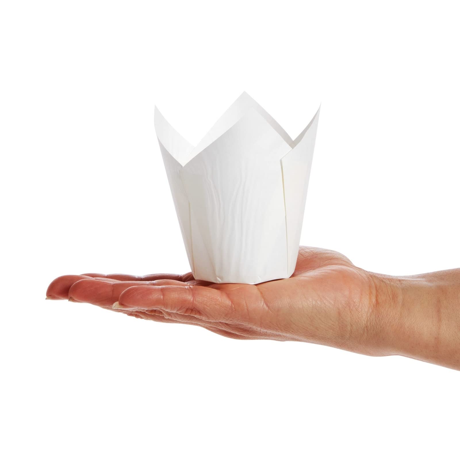 Juvale 100-Pack White Tulip Cupcake Liners for Wedding, Birthday Party, Parchment Paper Baking Cups and Muffin Wrappers for Baby Shower, Tea Party Decorations (2.2x3.15 in)