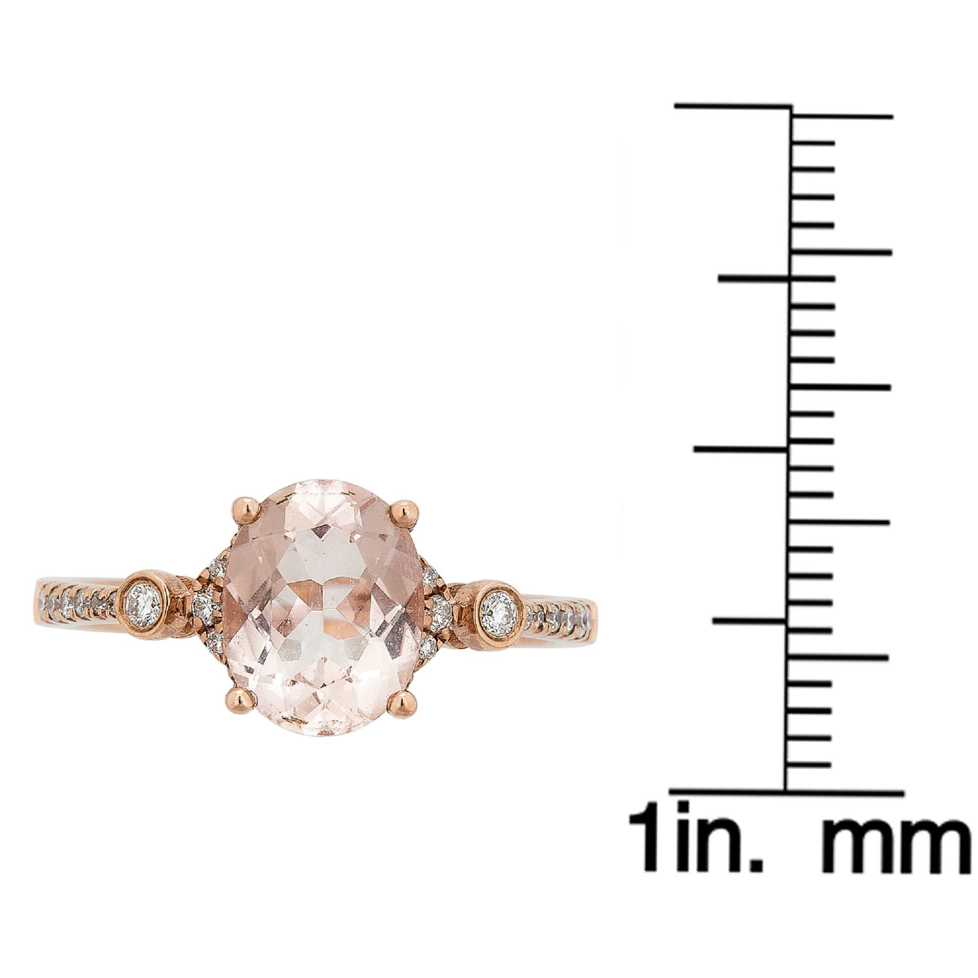 Gin & Grace 10K Rose Gold Natural Diamond (I1,I2) & Genuine Morganite Engagement Promise Propose Promise Ring for Women