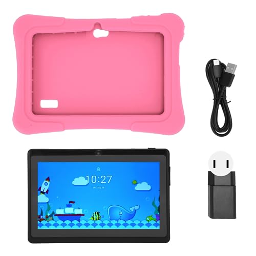 FOLOSAFENAR 7 Inch Kids Tablet 32GB ROM 3000mAh Battery Dual Camera Cute Kids Tablet WiFi Quad Core for Girls (US Plug)