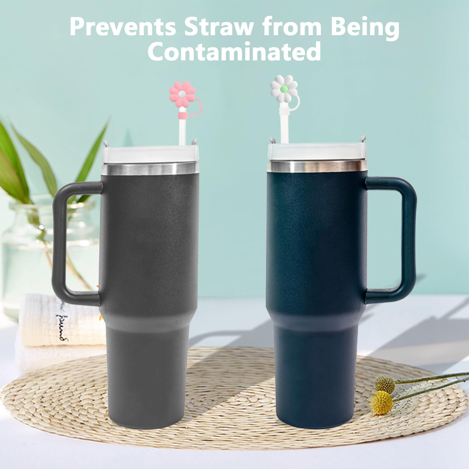 EFOBO Water Bottle Carrier Compatible with Stanley 40oz Tumbler with Handle, Bottle Holder with Adjustable Strap, Pocket and Straw Cover, Cup Accessories for Hiking Travelling Camping (Grey)