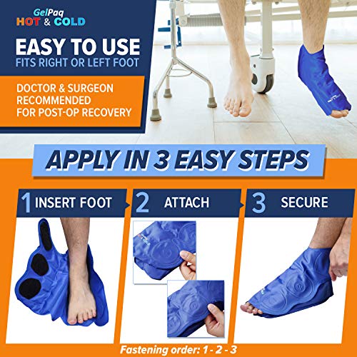 GelPaq Hot-n-Cold Strapless Ice Pack for Ankles, Ankle Ice Pack Wrap for Foot & Ankle Injuries, Excellent for Plantar Fascitis, Achilles Tendonitis Relief, Sport Injuries, Surgery, Sprains & Swelling