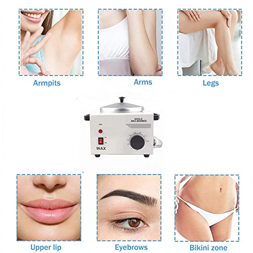 Single Pot Wax Warmer Professional Electric Wax Heater Machine Facial Skin SPA Equipment with Adjustable Temperature Set with Wood Craft Sticks(50 Pcs)