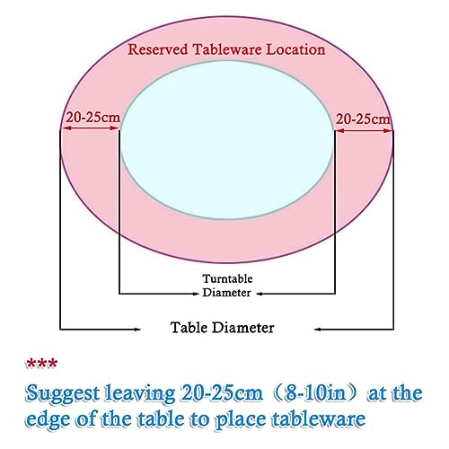 Lazy Susan Glass Turntable, 8mm Transparent Rotating Serving Tray, Heavy Duty Swivel Tray for Kitchen Dining Table (Color : Clear, Size : 50cm/20inch)