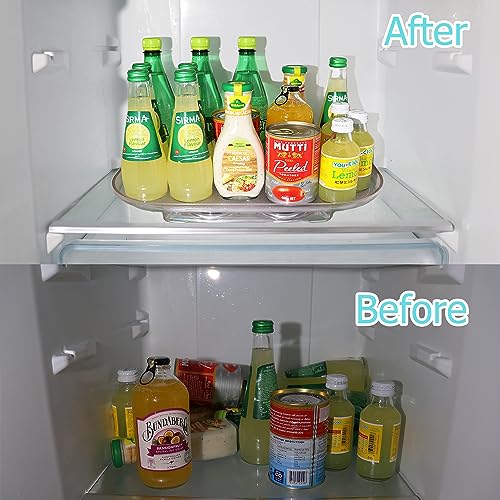 Lazy Susan Organizer for Refrigerator Turntable Fridge Organizer 15.75” Clear Rectangular Lazy Susan Organizer for Kitchen Fridge Cabinet Countertop Pantry Spice Rack Storage