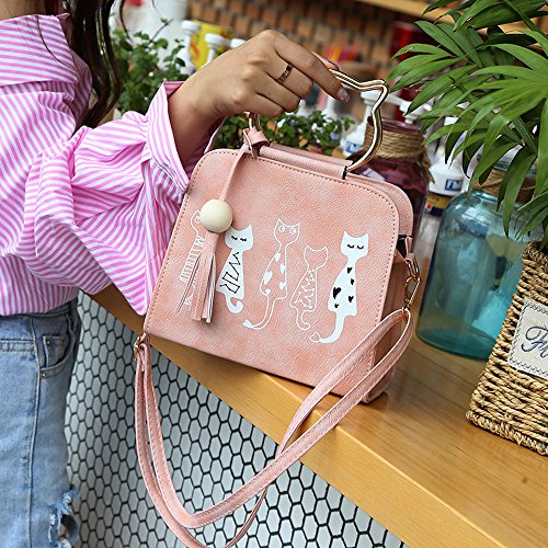 Handbags Bag Cat Crossbody Messenger Rabbit Women Bag Pattern Animal Shoulder Bag Camera Shoulder Bag (Pink, One Size)