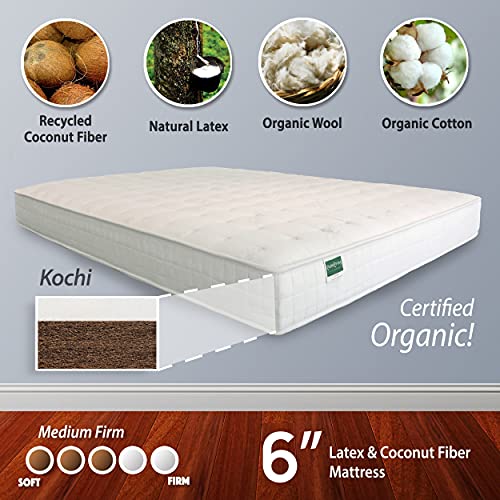 NATURAL LIFE PALMPRING Kochi Queen Mattress - Organic Latex Coconut Coir 6β Medium Firm 2 Layer Comfortable Sleep Bed Dust Free