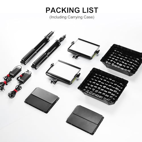 GVM RGB Photography Lighting Kits with 2 Softboxes, 880RS 60W Studio Lights with Bluetooth Control, 2 Packs Video Light with 18 Lighting Scenes, led Panel Lights for Video Recording, 8330lux/0.5M