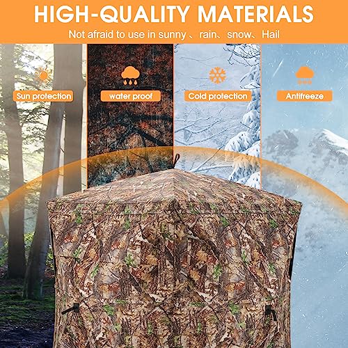 XProudeer Hunting Blind,See Through Ground Blinds with 270 Degree,2-3 Person Pop Up Portable Hunting Blinds,Camouflage Hunting Tent for Deer & Turkey Hunting