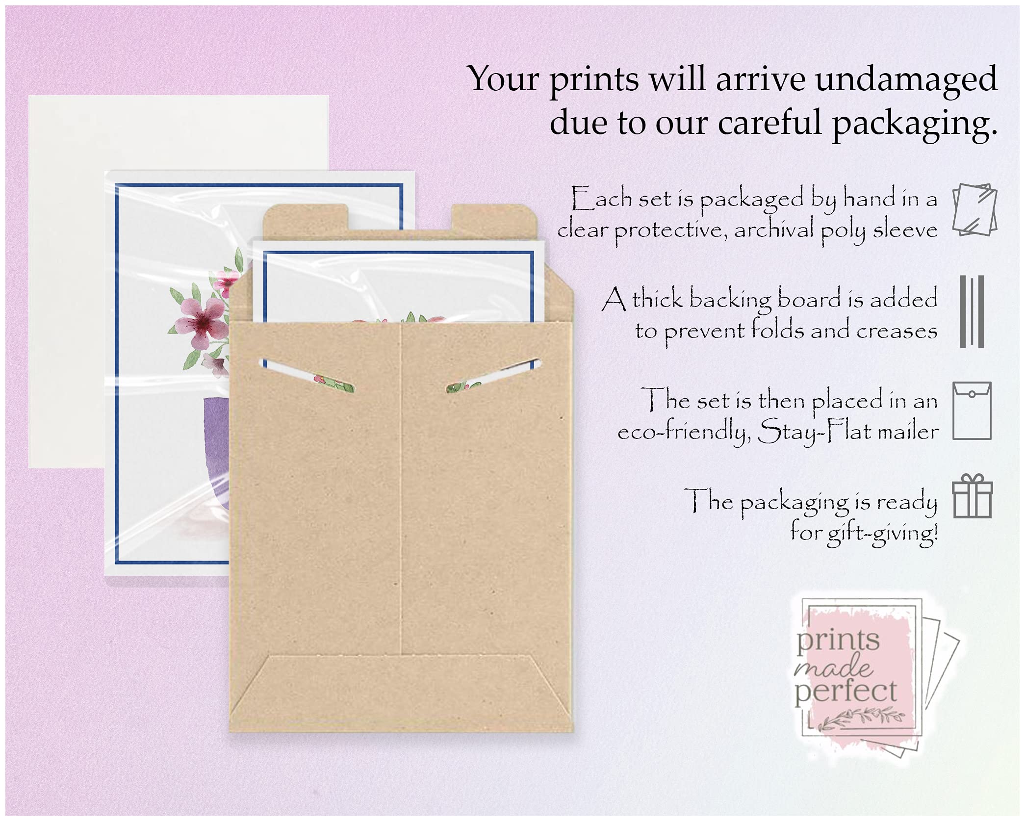 Floral Wall Art Decor - Potted Flower Botanical Prints - Set of 6-5x7 - Unframed