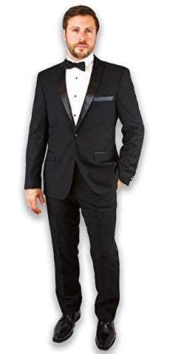 Sir Gregory Men's Fitted Flat Front Tuxedo Pants Formal Satin Stripe Trousers with Expandable Waistband (32" Waist) Black