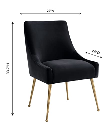 TOV Furniture Beatrix Ultra Modern Velvet Upholstered Dining Side Chair, 22" Black