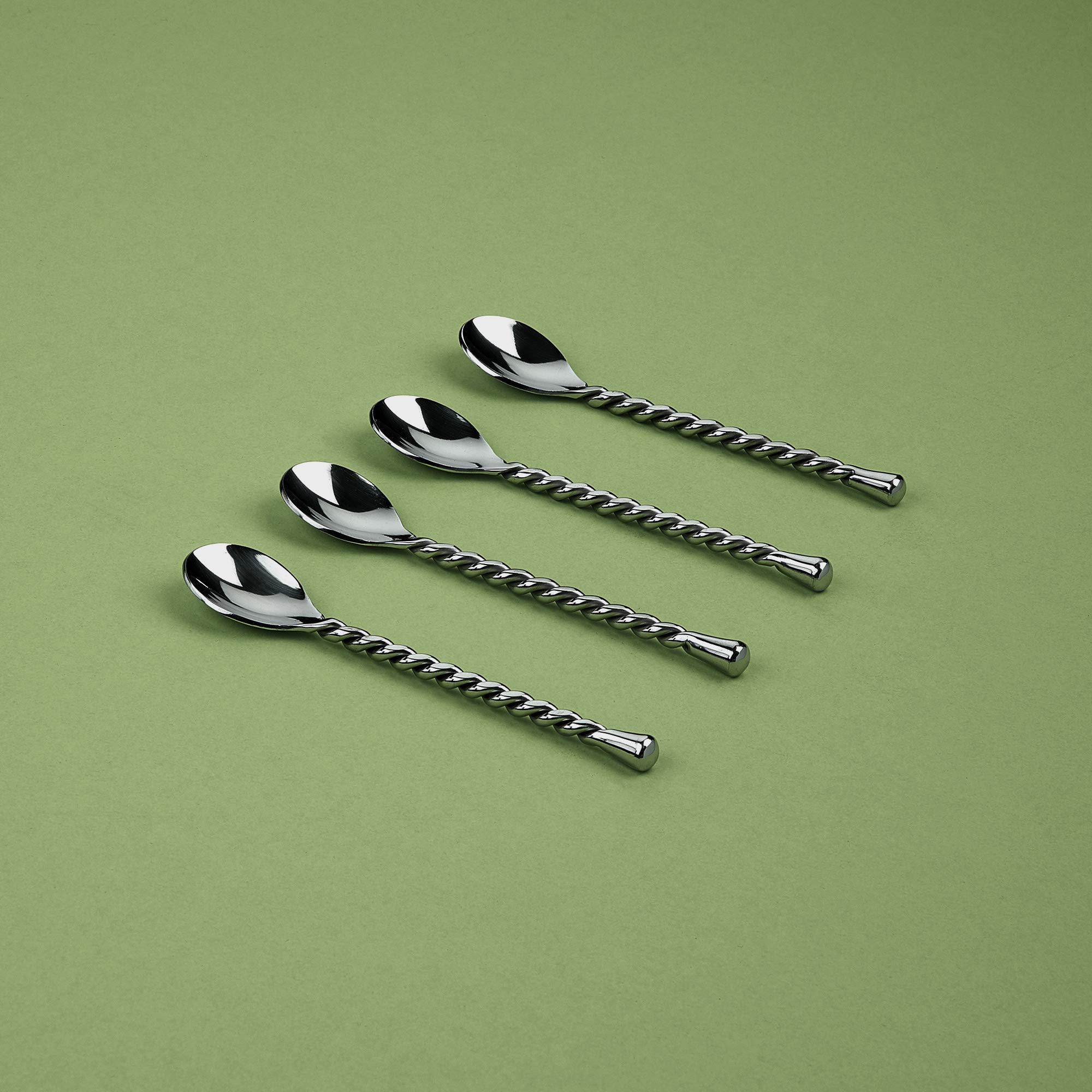 Gourmet Settings 4-Piece Mini Spoons Set-Silver Tear Collection Polished Small Stainless Steel Teaspoons, Demitasse Espresso Cutlery, Dishwasher Safe
