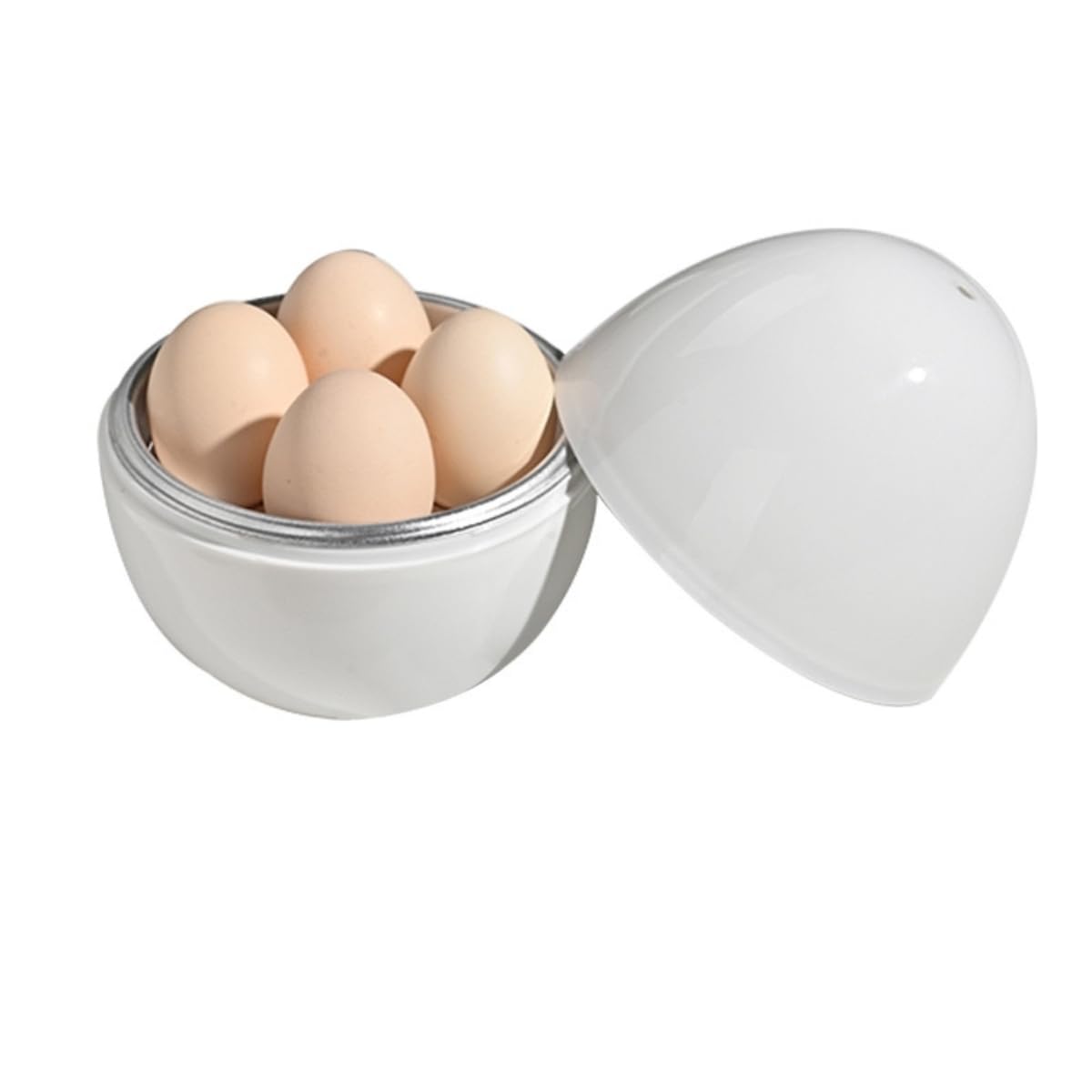 Microwave Egg Cooker Egg Shape,Hard Boiled Egg Poacher 4 Eggs Capacity,Steamed Egg Cup Container with Lid (boiler-4, 4)