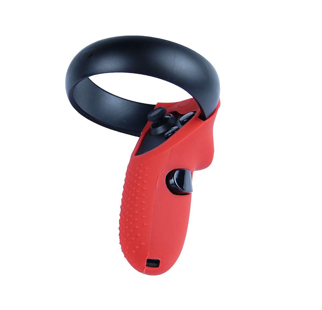 Esimen Touch Controller Grip Cover for Oculus Quest/Rift S Wrist Strap Anti-Throw Handle Protective Sleeve Suit (Red)