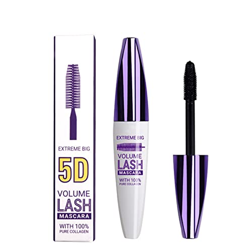Extreme Length Clean Mascara Washable Mascara Makeup 5d Silk Fiber Mascara Defining, Curling, Multiplying, Buildable Formula, Very Black, 1 Count (Blue)