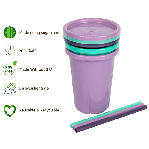 The First Years GreenGrown Reusable Spill-Proof Straw Cups β Toddler Straw Cup β 6 Pack β Purple/Teal