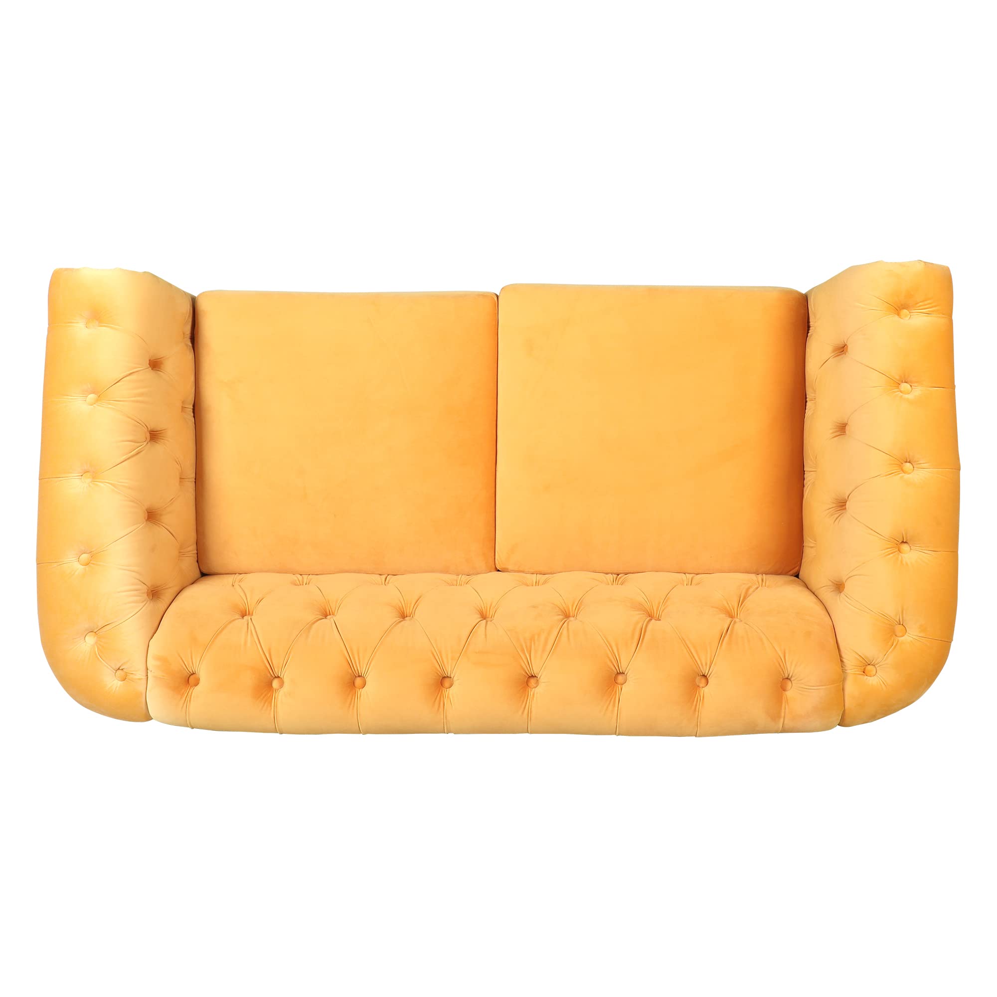 LEVNARY Velvet Sofa, Chesterfield Tufted Upholstered 2 Seater Couch, Modern Loveseat Couch Classic Furniture for Living Room Bedroom (Yellow)