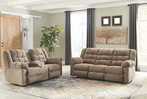 Signature Design by Ashley Workhorse Oversized Manual Reclining Sofa, Light Brown