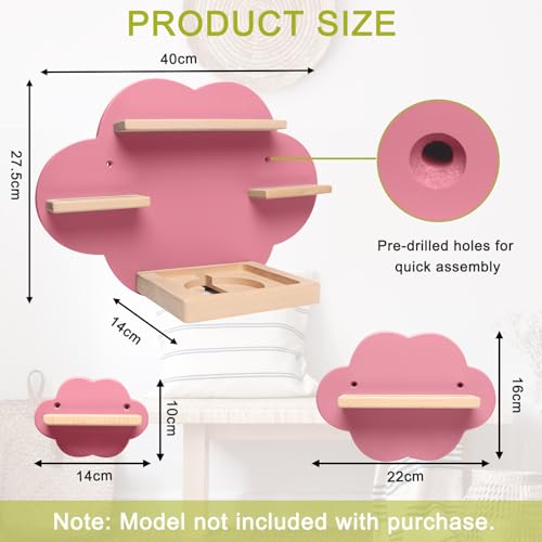 OPERMAXER for TonieBox and Tonie Shelf Cloud, Tonies Storage for Tonie Figures Characters, Floating Shelves Magnetic Wall Shelf for Children Play Room, Charging Station, Pink(3 Pcs)