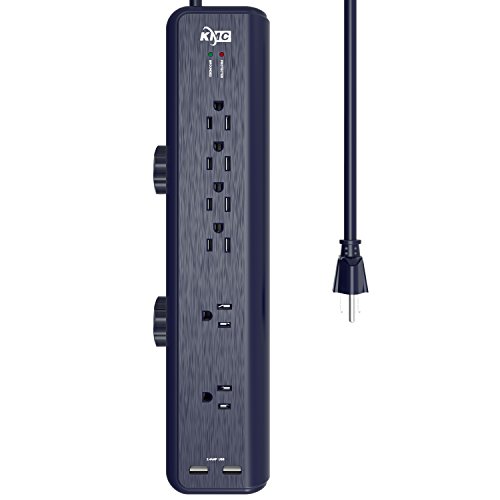 KMC 6-Outlet Surge Protector Power Strip Clamp Mount 7 Feet Cord with 2.4A 2-Port USB Charging Station …