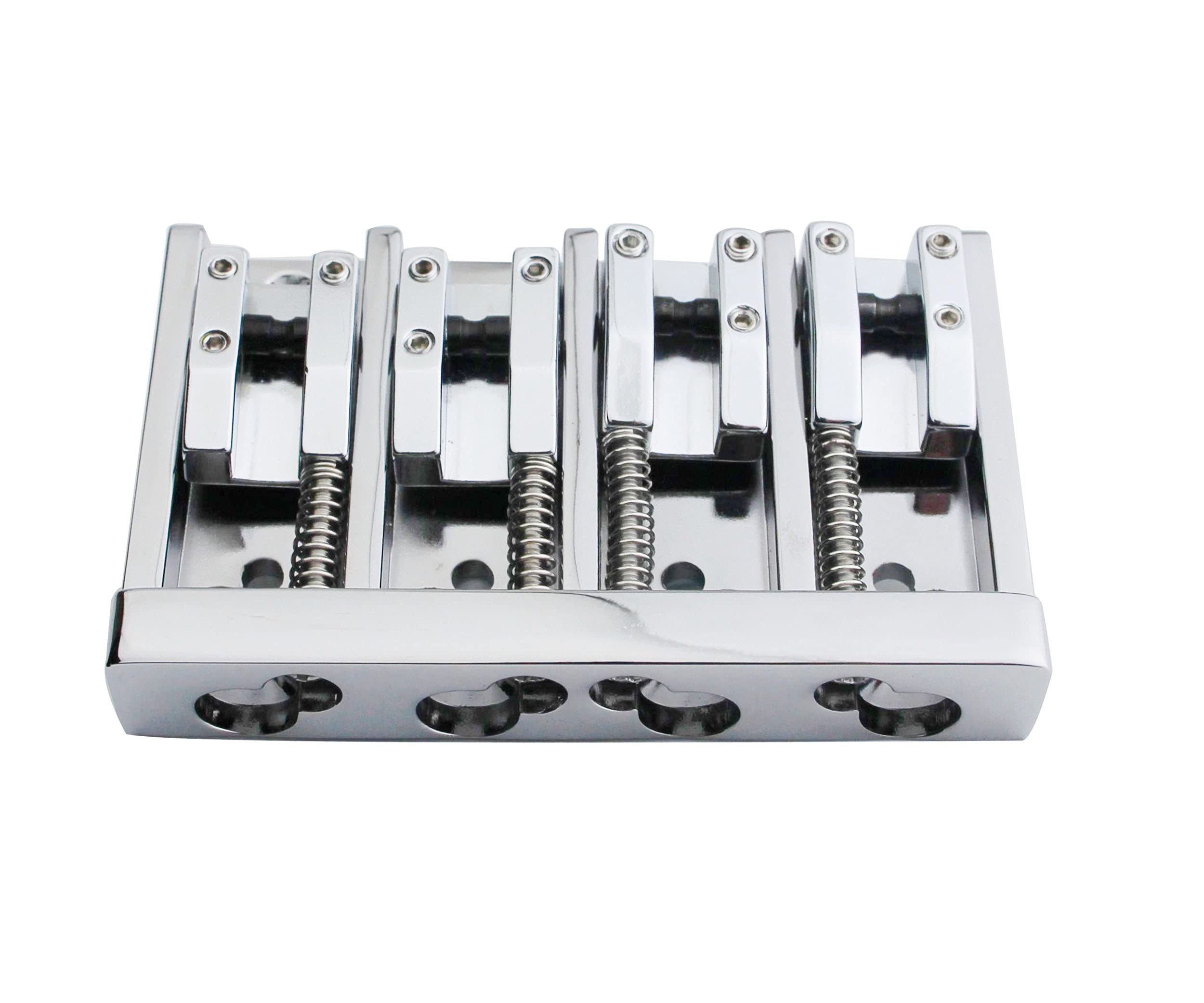 Guyker Guitar Bass Bridge - 4-String A-Style Bass Bridge .656" .687" .718" .750" .787".687" String Spacing Adjustment, Chrome