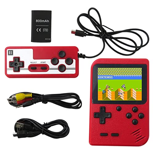 Handheld Game Console Connect to TV and Two Players (Red) Mini Electronic Game Console with 2.8-Inches Color Screen Variety of Games Super Long Working Time with 4-6 Hours by GRABOTE