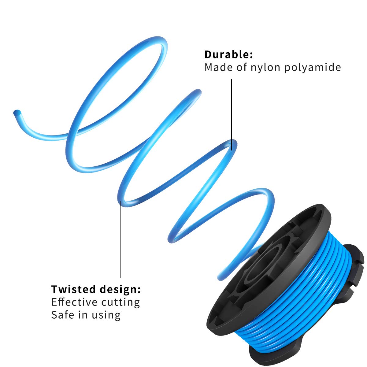 Generep Weed Eater String Trimmer AC14RL3A Spool Generic Replacement for Ryobi One Plus + 18V 24V 40V Cordless Trimmers and Cap Covers (6 Spool, 1 Cap)