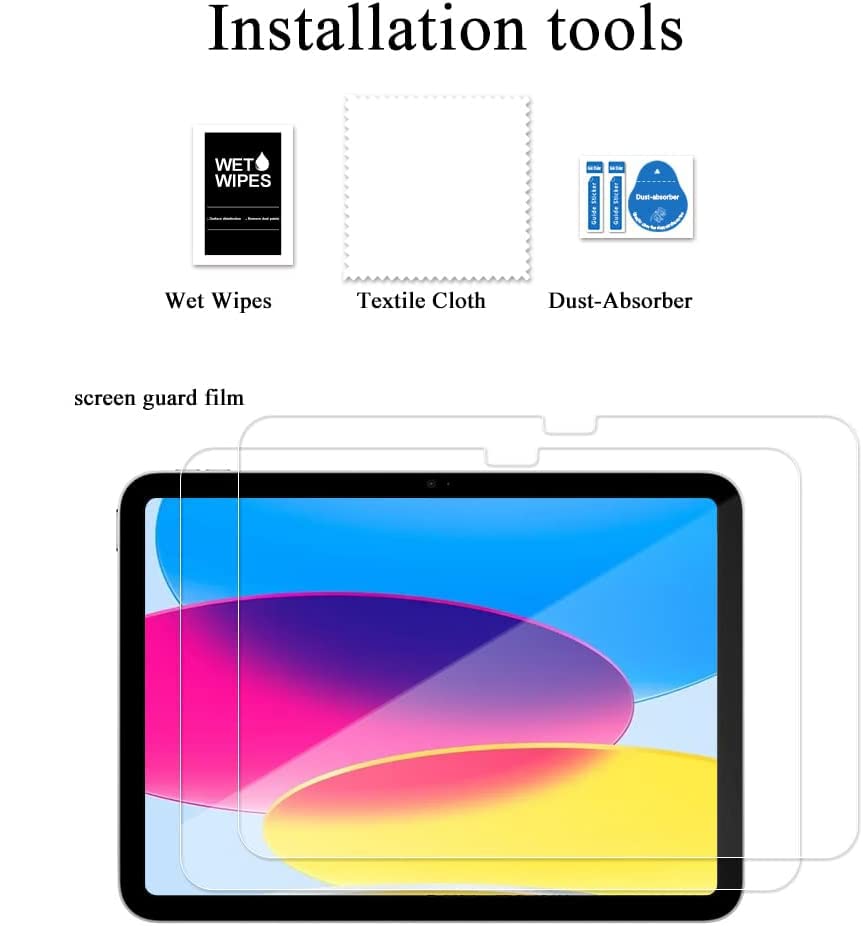 KIQ 2 Pack Tempered Glass for iPad 10th Generation Screen Protector 2022 Compatible iPad 10.9 Screen Protector 10.9 Inch 10th gen
