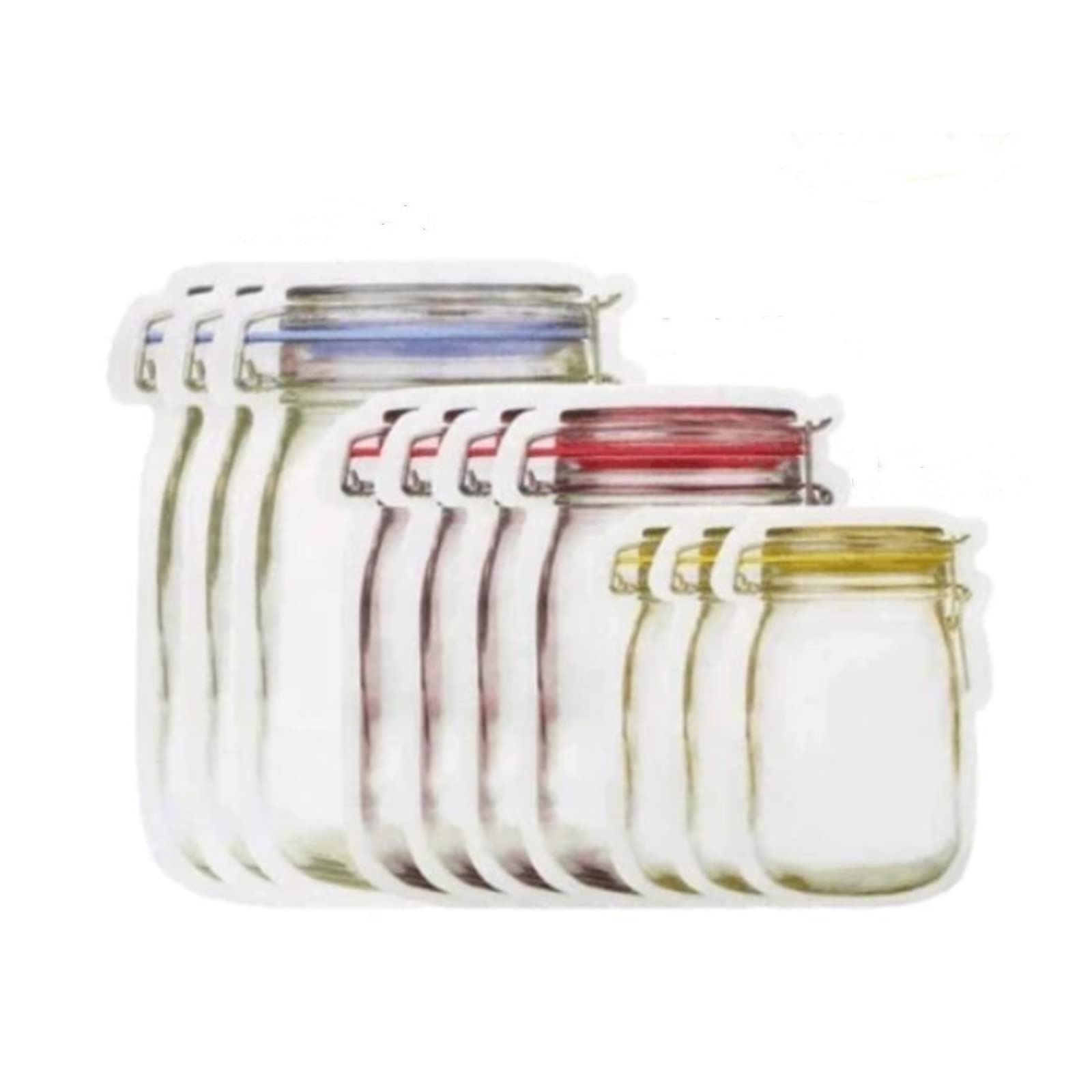 Hubosale Ziplock Bags, Hubosale Food Storage Bags, Reusable Mason Bottle Ziplock Bags Hubosale, Food Storage Plastic Bags Multi-size Leak Proof Zipper Bags for Kitchen Camping Travel Office