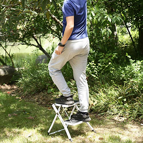 Varbucamp Step Ladder 2 Step Folding for Kitchen, Lightweight Portable Step Ladder with Sturdy Wide Pedal for Adults & Kids,White