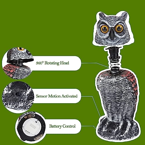 XYSFUZD Plastic Fake Owl for Garden Owl with Moving Head and Sound Owl Statues