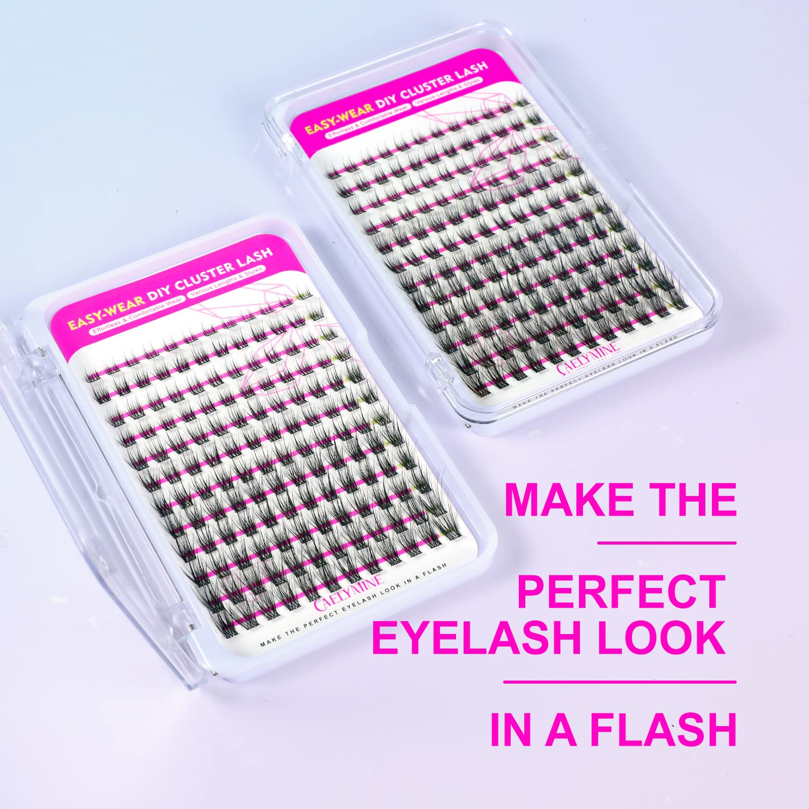 Lash Clusters 144pcs CAELYMINE DIY Lash Extension for Beginners, D Curl Cluster Lashes Soft Lash Extension Clusters 3D Cosplay Eyelash Cluster Extensions Reusable(CDD03)