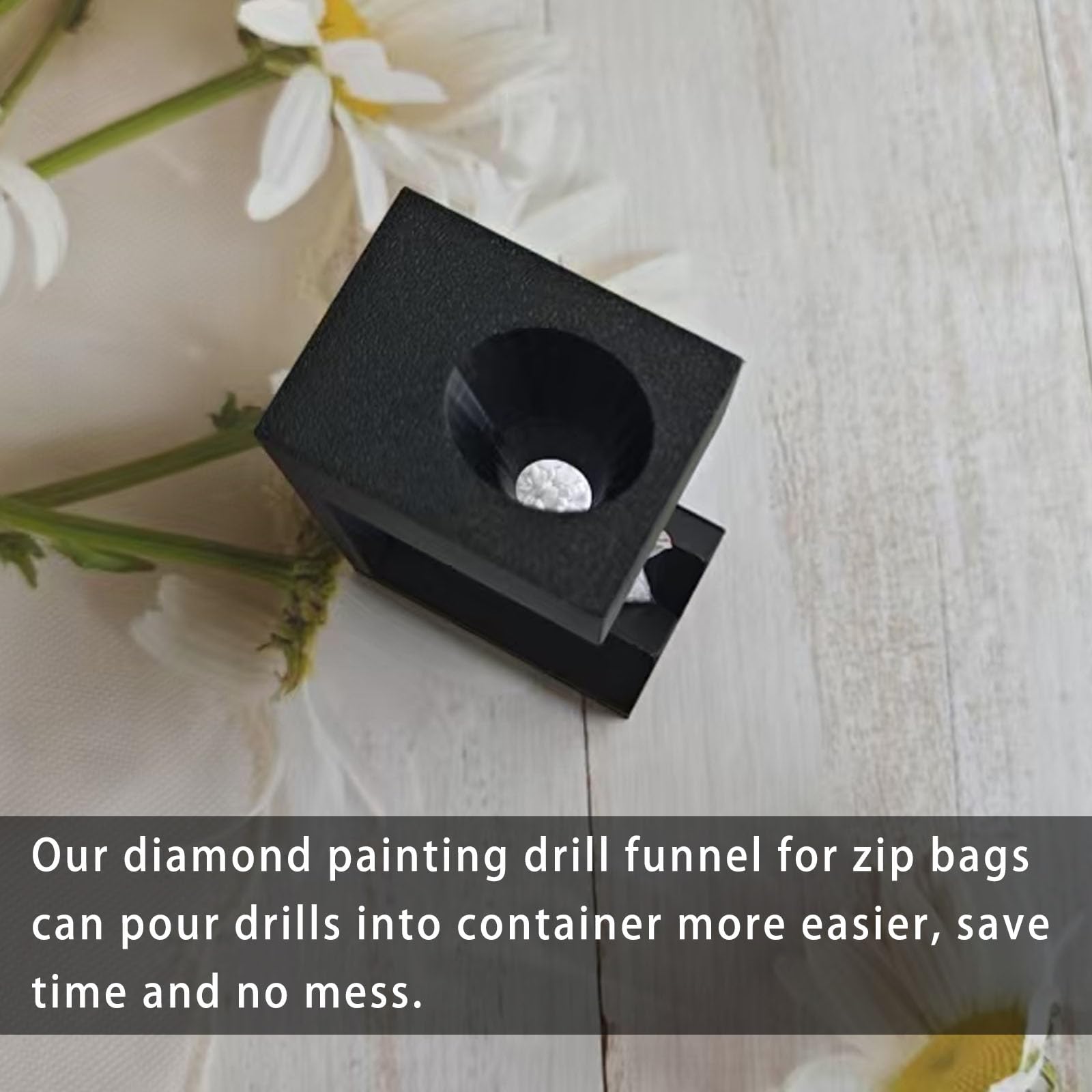 PIAOLGYI Diamond Painting Bag Funnel,Diamond Painting Drill Funnel for Zip Bags,Diamond Painting Accessories(Black)