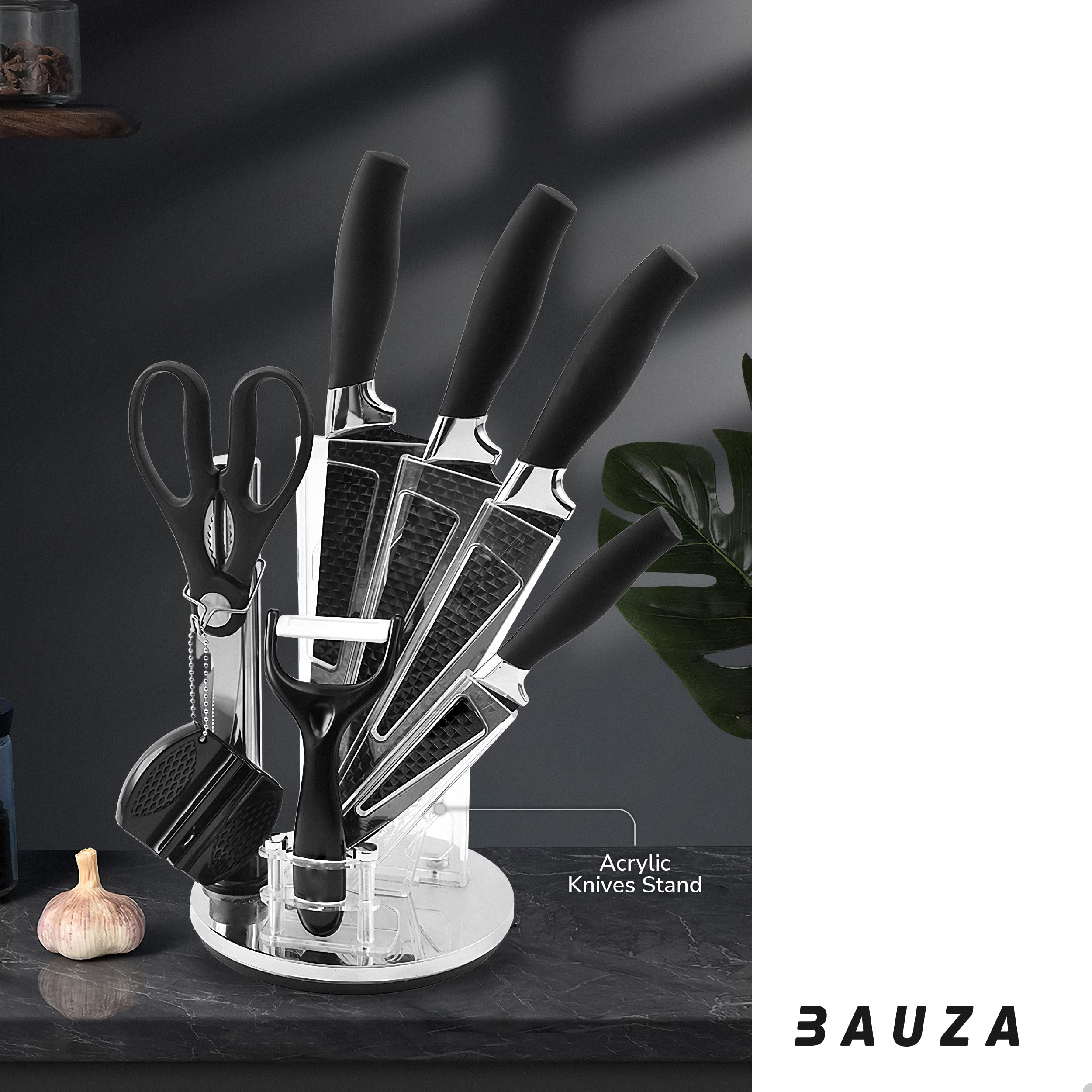 Kitchen Knife Set, Nuevo Knife Set Diamond Pattern Steel Chef Knife Set with Handle, Ultra Sharp Piece Kitchen Knives Set - Kitchen Knife Set Chef Knife Block Stainless Steel Cutting Sets