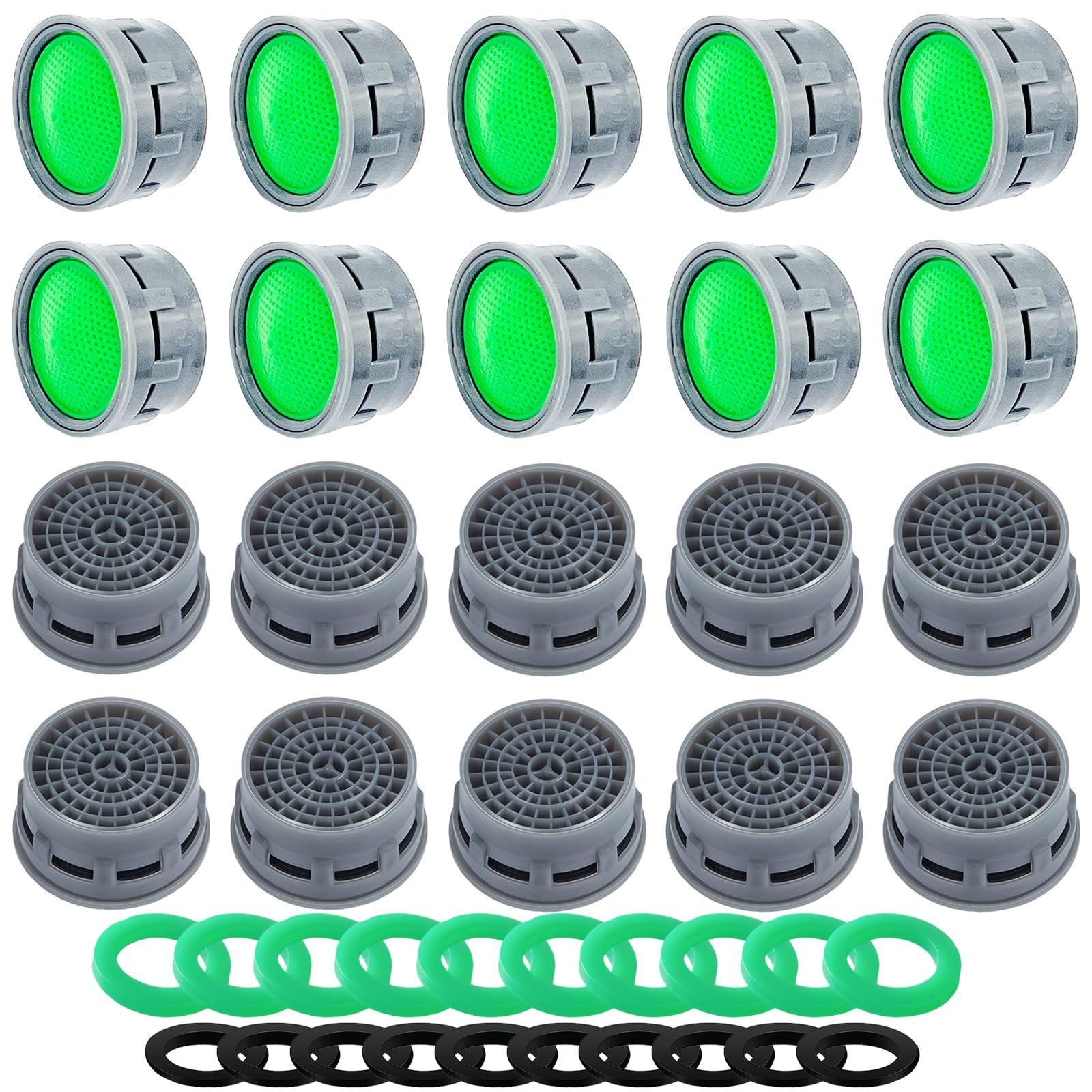 MOILINJAEY Faucet Aerator, 1.5 GPM Flow Restrictor Insert, Faucet Aerator Replacement Part for Bathroom or Kitchen Faucet Filter, Fits Male and Female Faucet Aerators with Washers (20 Pcs)